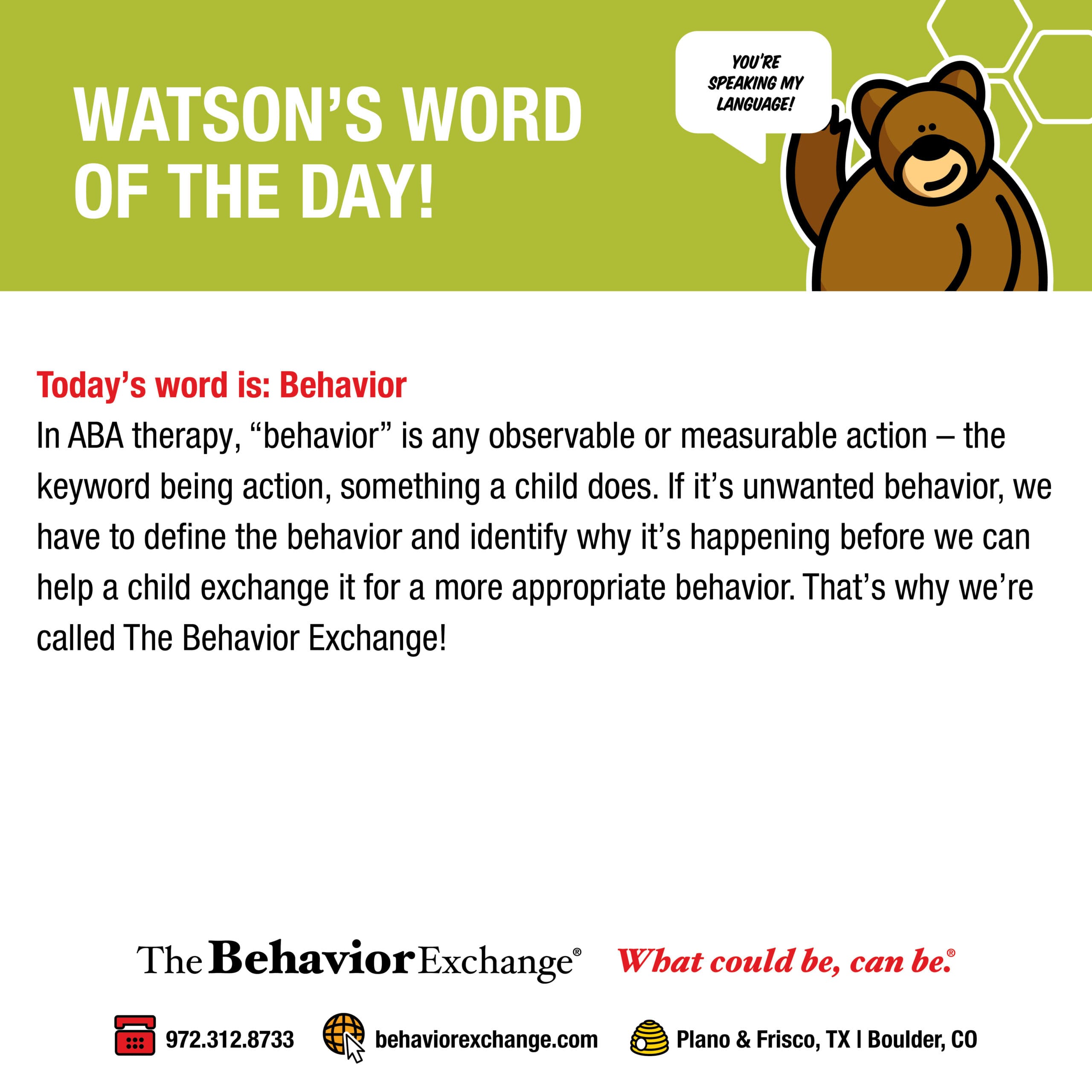 Watson's Word: Behavior - The Behavior Exchange