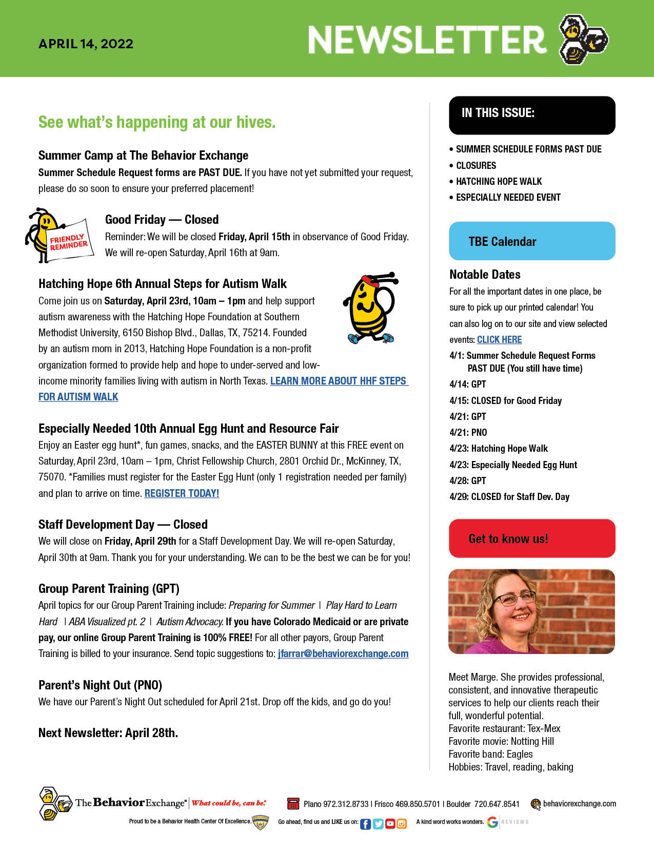 Newsletter - The Behavior Exchange