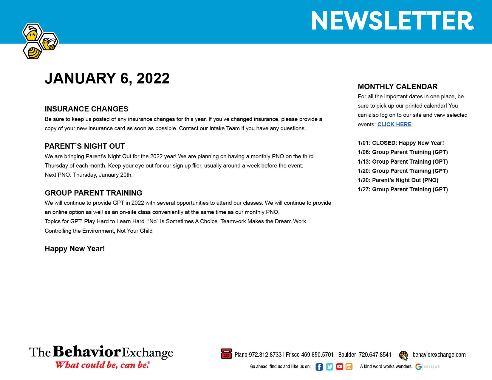 Newsletter - The Behavior Exchange