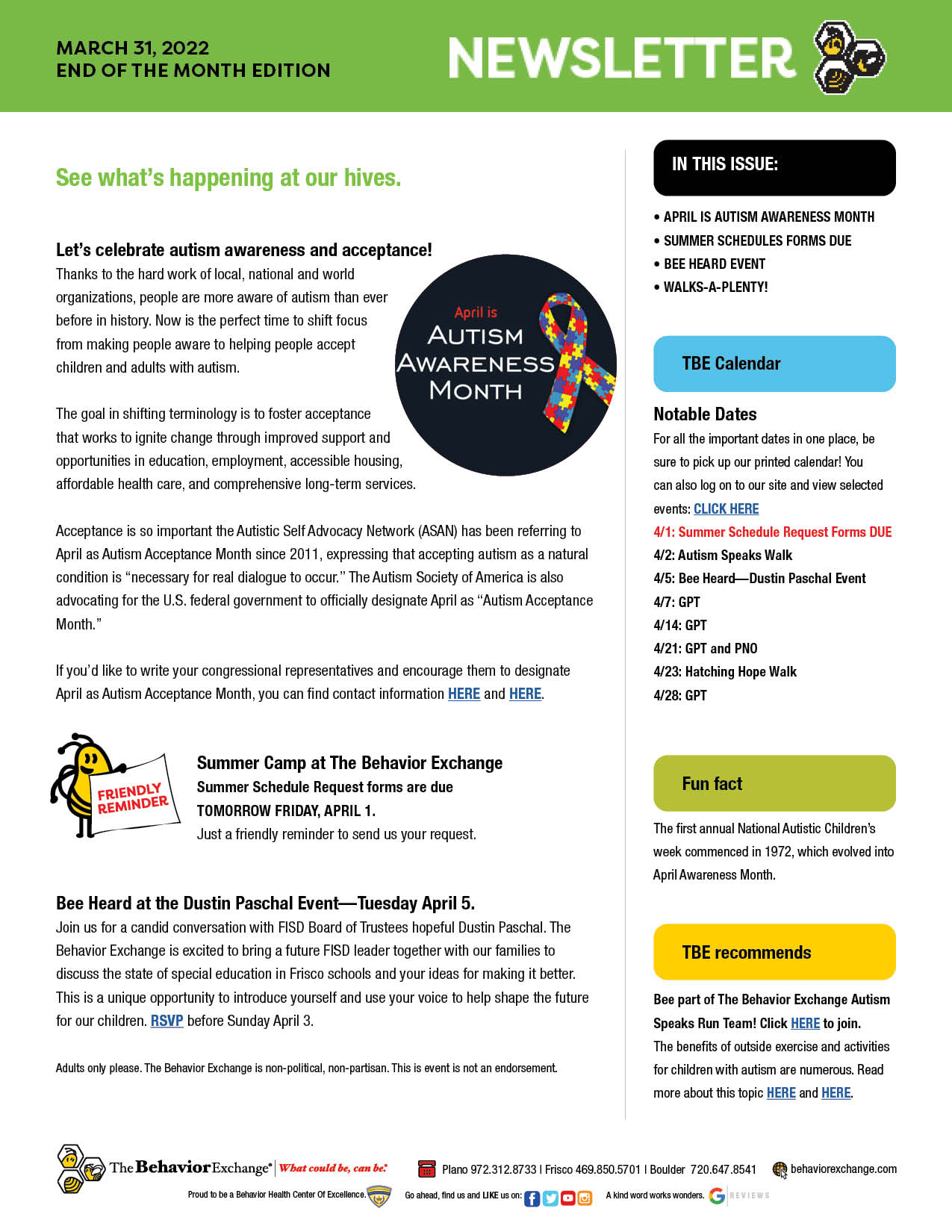 Newsletter - The Behavior Exchange