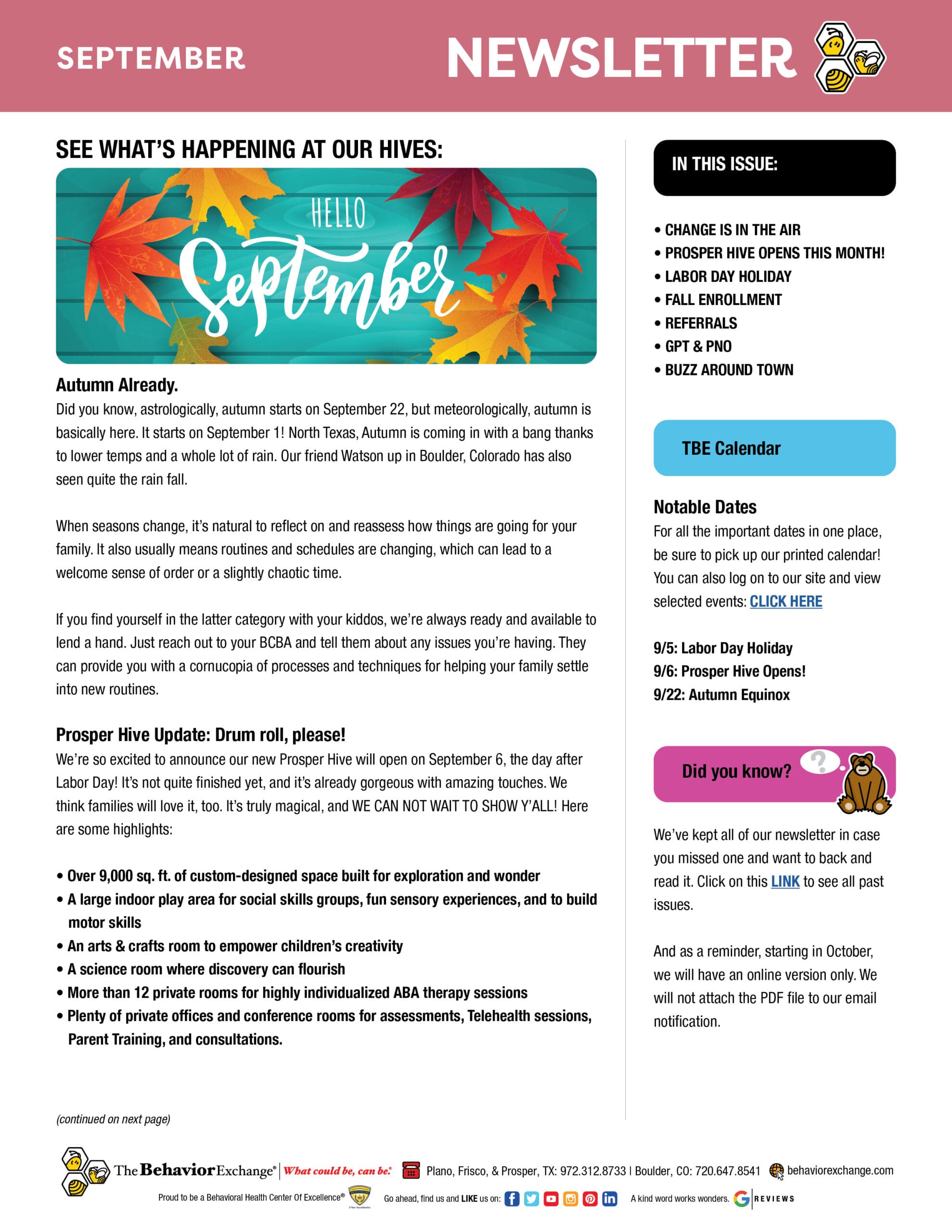 Newsletter - The Behavior Exchange