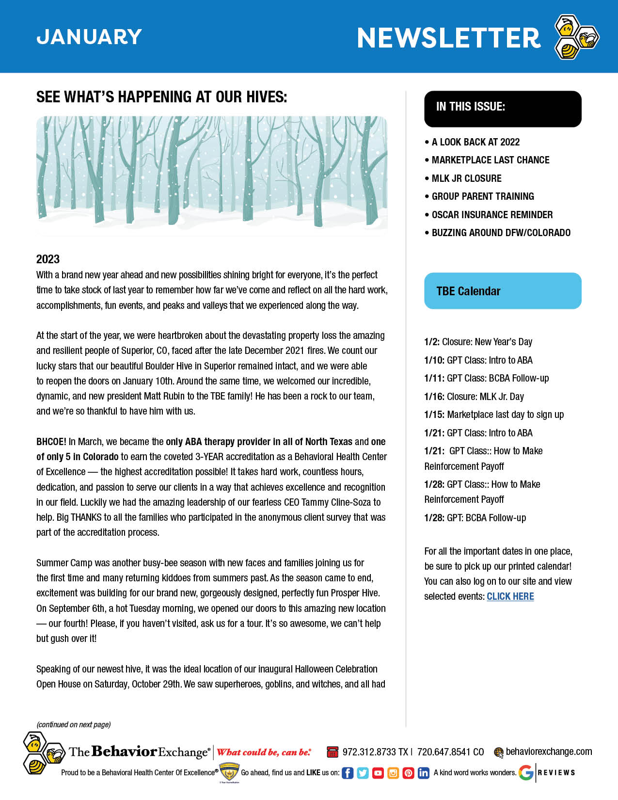 Newsletter - The Behavior Exchange