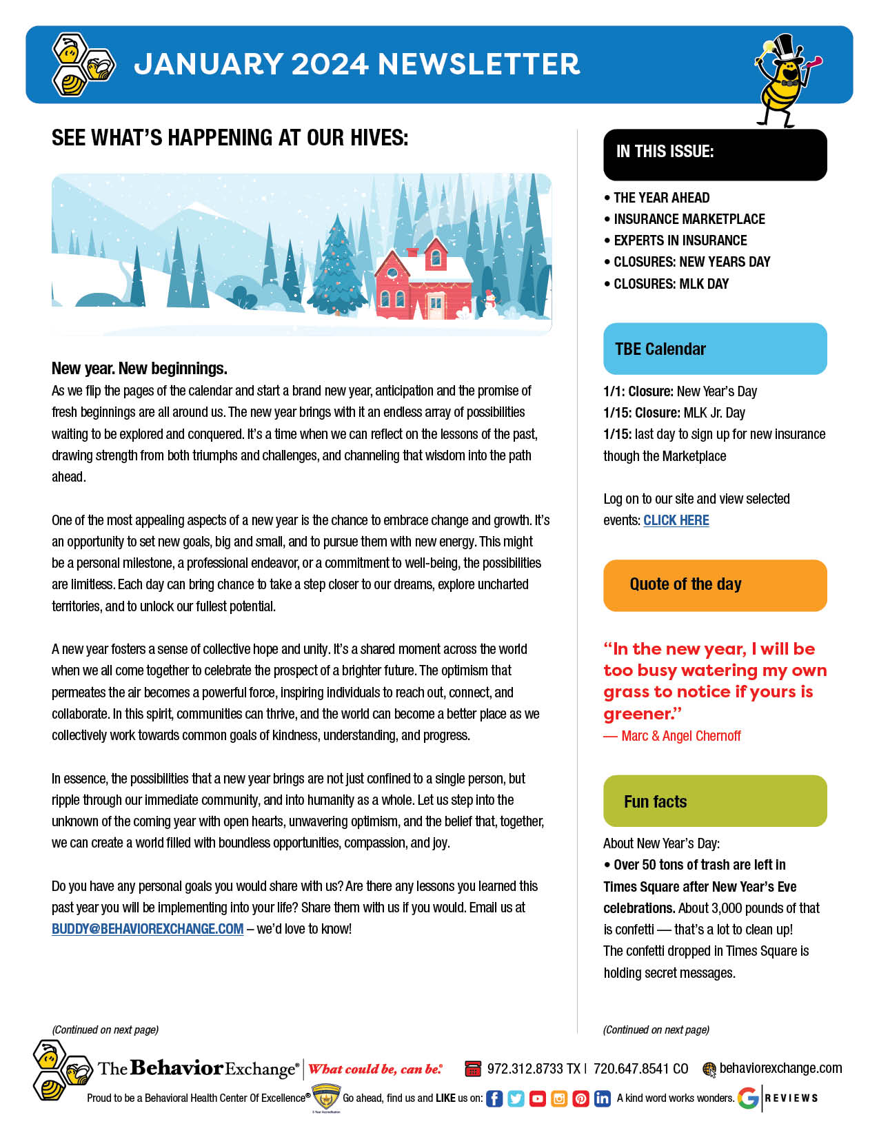 Newsletter - The Behavior Exchange