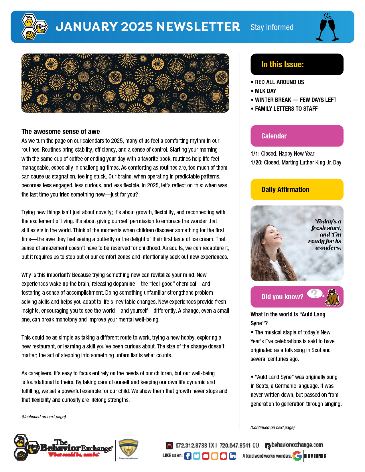 Newsletter - The Behavior Exchange